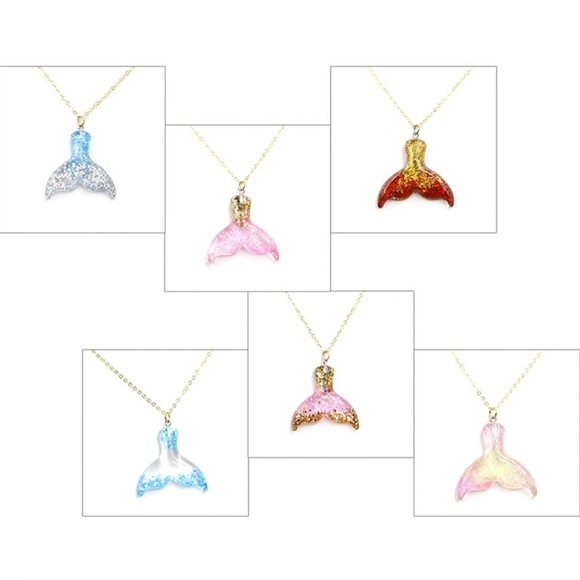 Jewelry | Pink Gold Sparkle Mermaid Tail Pendant Necklace | Poshmark